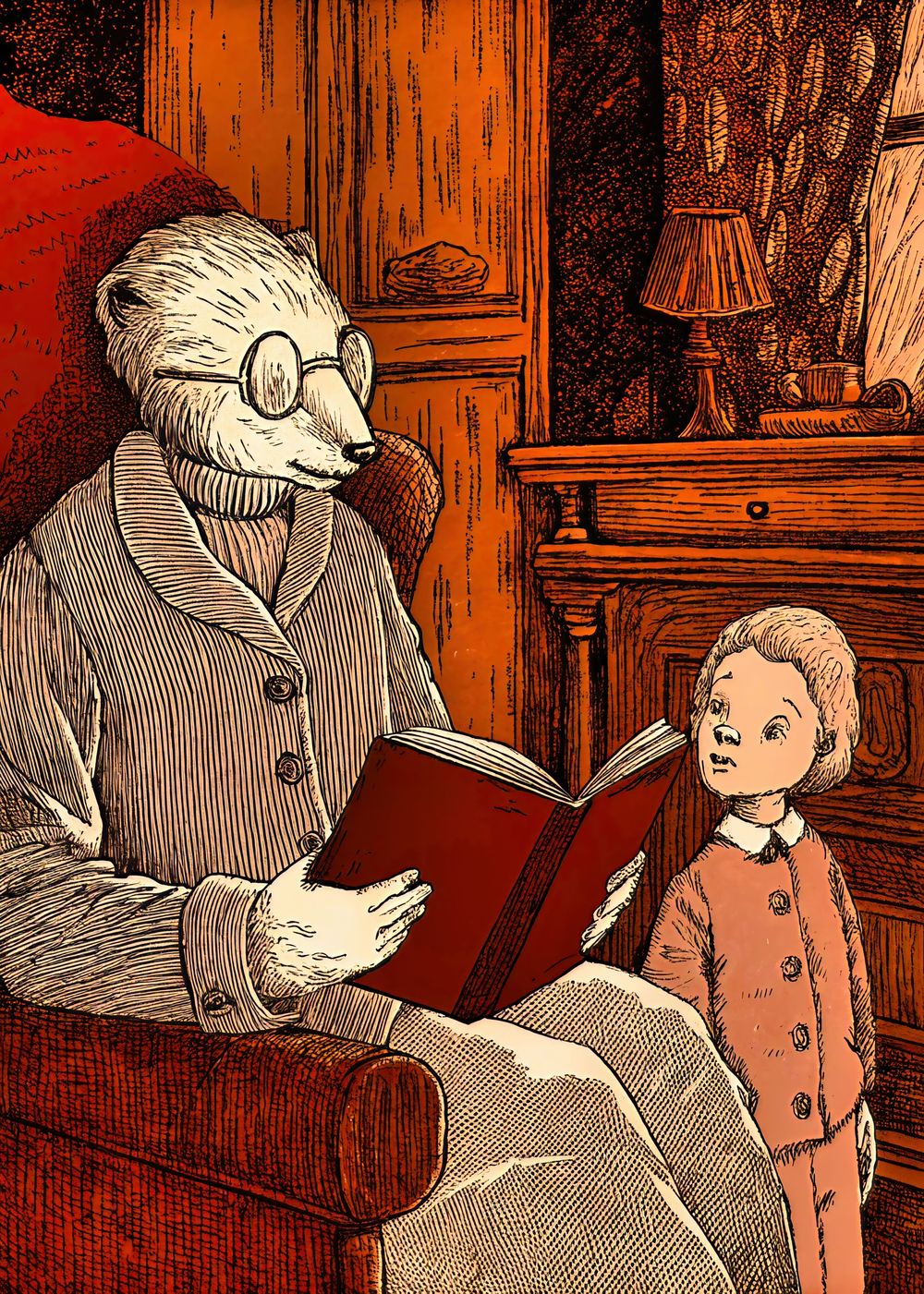 vintage weasel reading a book | Framer Gallery | Framed Wall Art Prints