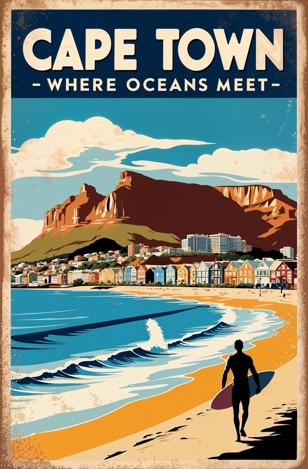 Cape Town Vintage Poster – Coastal South African Art Print | Framer ...