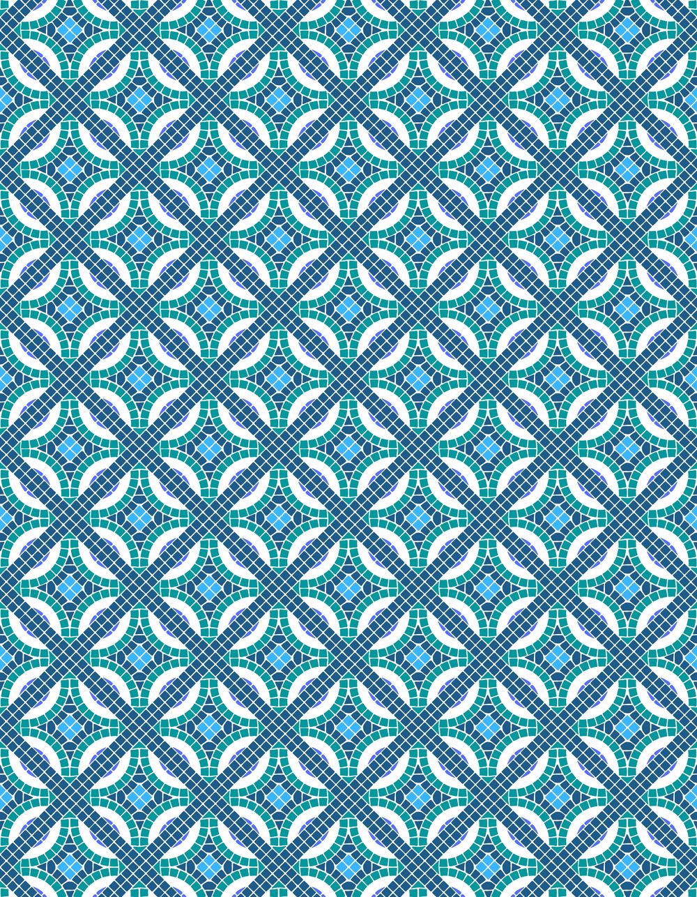 Elegant Turquoise and Navy Geometric Pattern with Curved Motifs ...