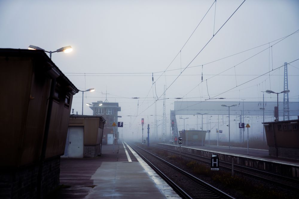 Moody Train Station in Morning Fog | Framer Gallery | Framed Wall Art ...