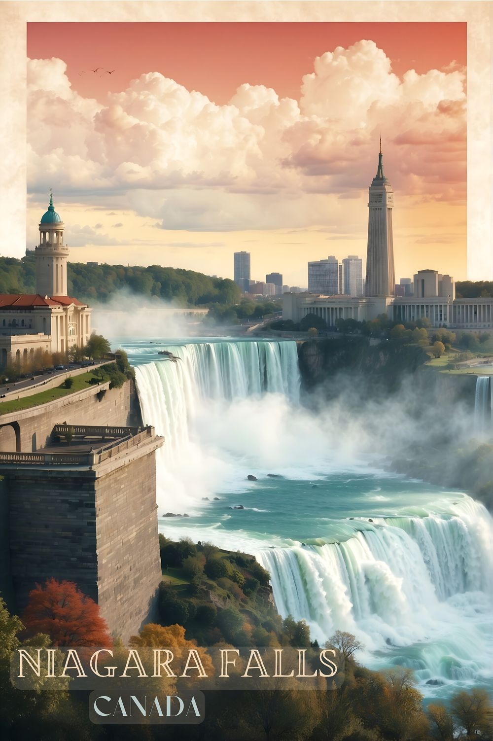 Niagara Falls Vintage Travel Poster - Natural Wonder Art | Framer ...