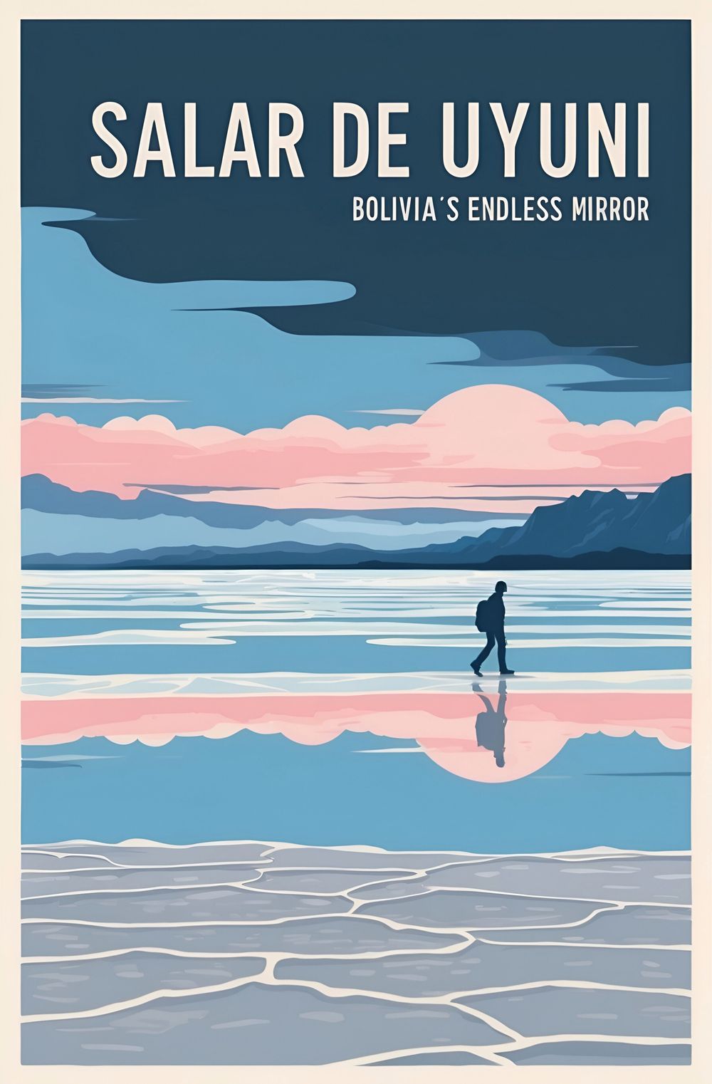 Salar de Uyuni Vintage Travel Poster – Bolivia’s Mirror Desert | Framer ...