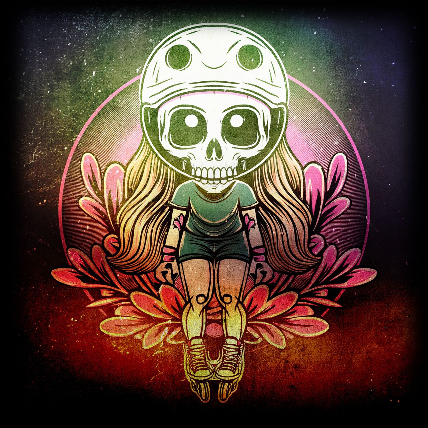SKULL-FACED GIRL ROLLERSKATING | Framer Gallery | Framed Wall Art Prints